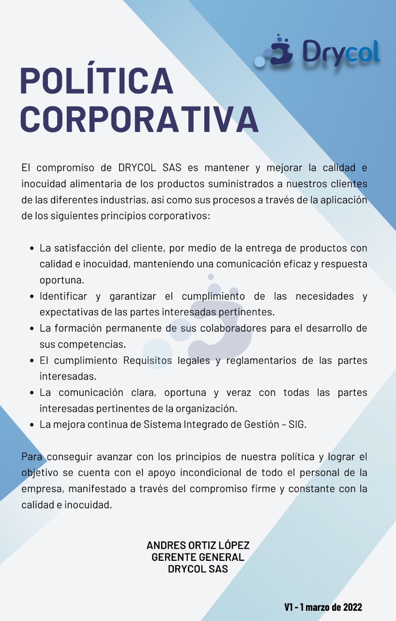 Política Corporativa – Drycol